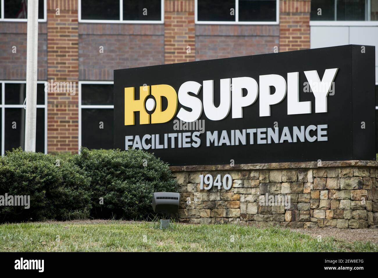 A logo sign outside of a facility occupied by HD Supply Facilities ...