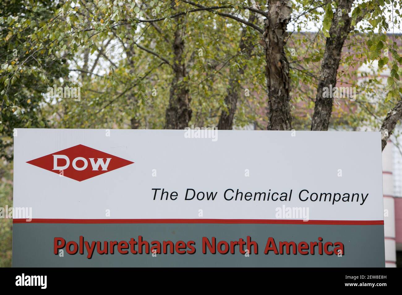 A logo sign outside of a facility occupied by The Dow Chemical Company ...