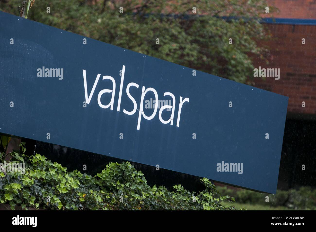 A logo sign outside of a facility occupied by The Valspar Corporation ...