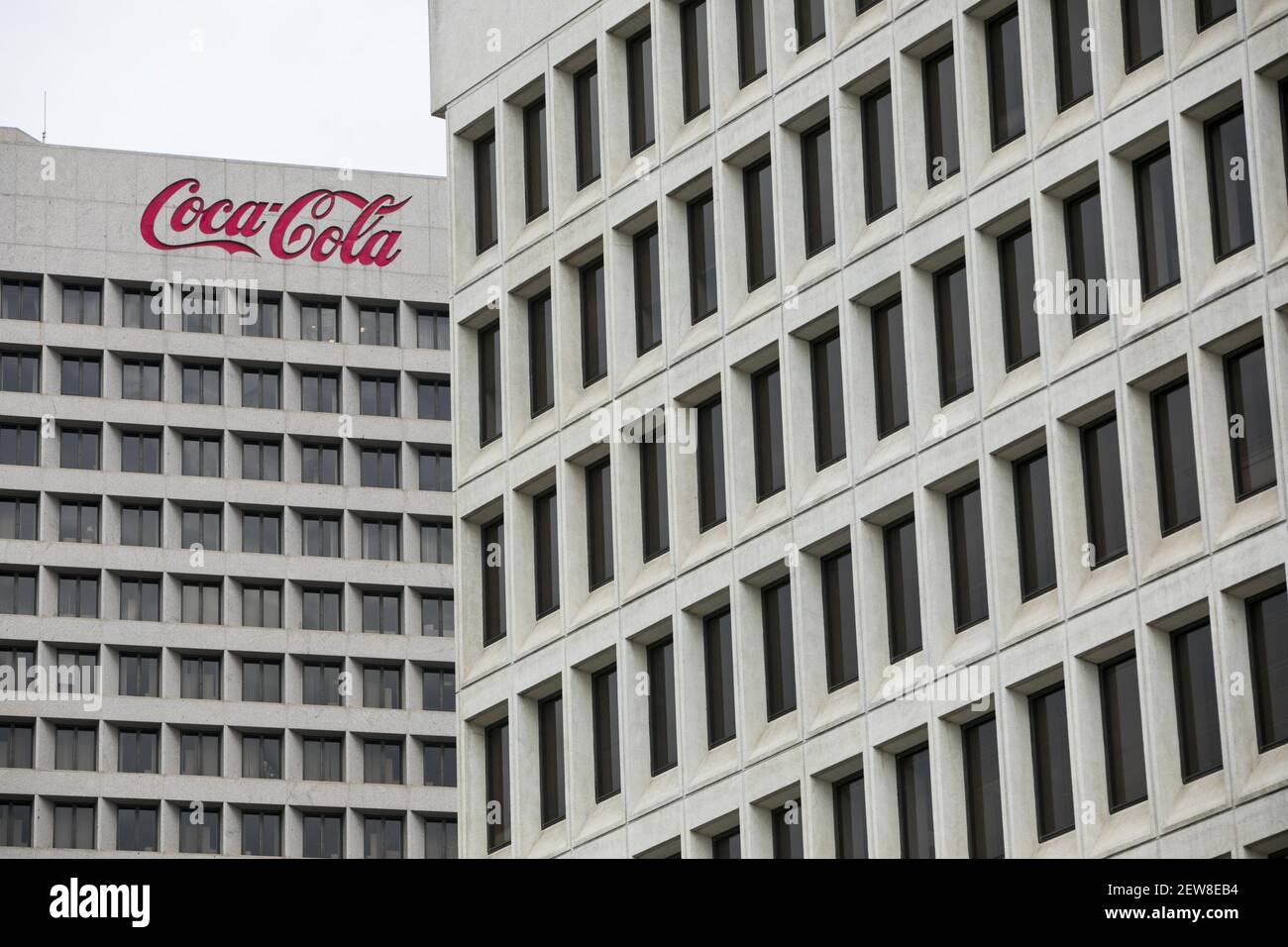 A logo sign outside of the headquarters of The Coca-Cola Company in ...
