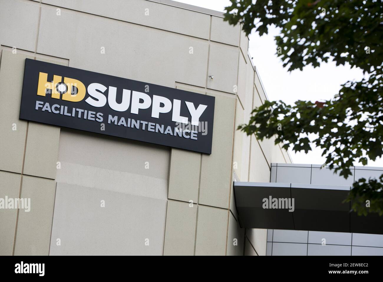 A logo sign outside of a facility occupied by HD Supply Facilities ...