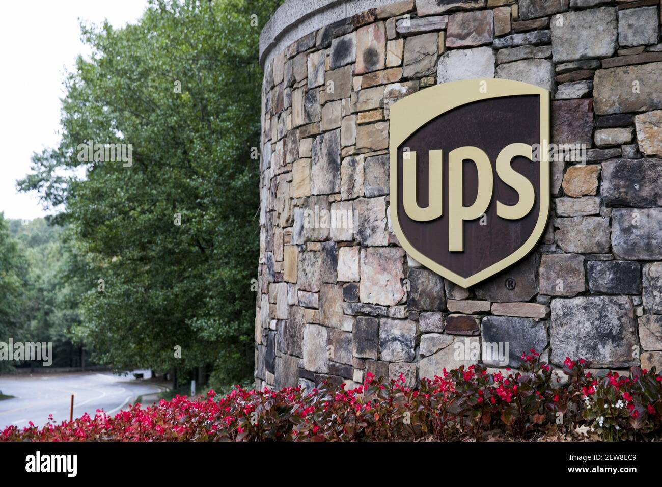 A logo sign outside of the headquarters of United Parcel Service (UPS ...