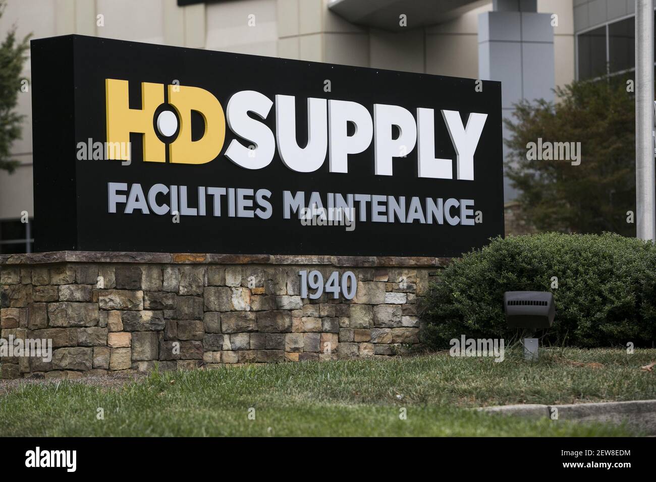 A logo sign outside of a facility occupied by HD Supply Facilities ...