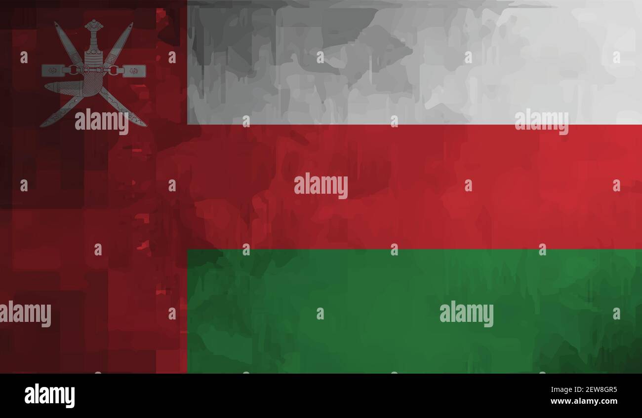 Oman flag with waving grunge texture. Vector background Stock Vector ...