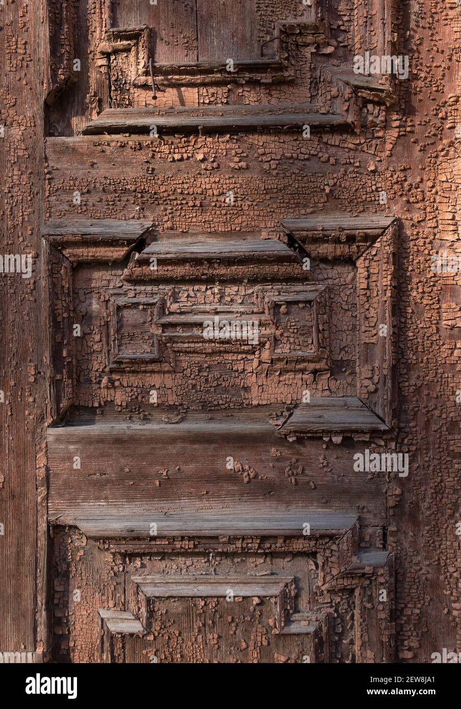 Old shabby vintage wooden door painted brown texture background front ...