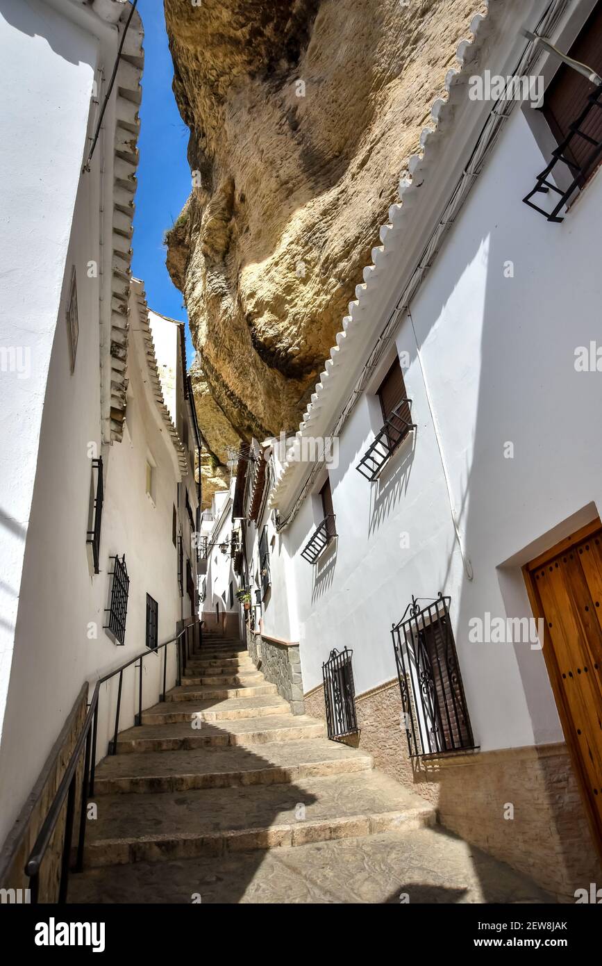 White village of Setenil de Las Bodegas, Andalusia Spain Stock Photo ...