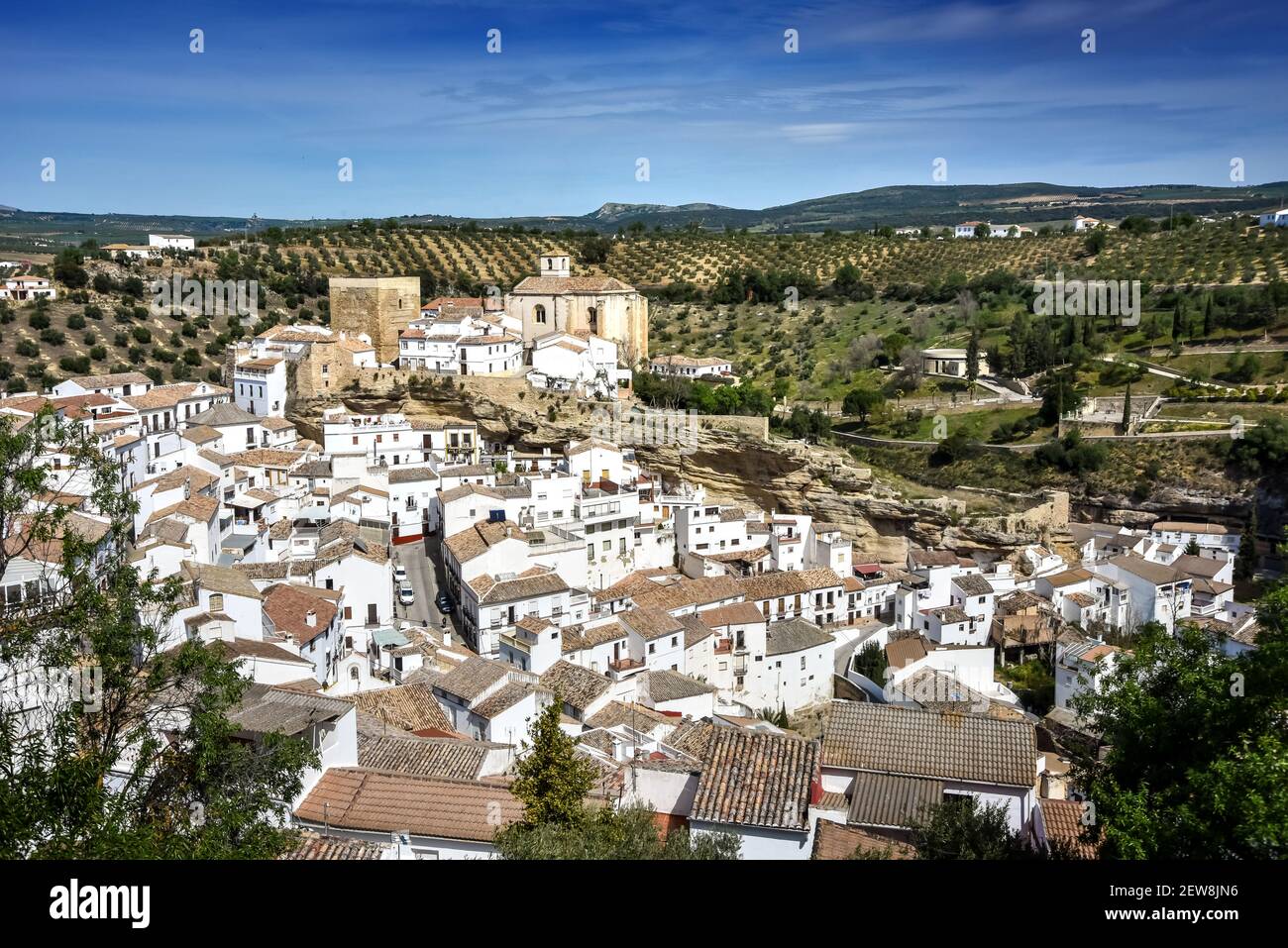 White village of Setenil de Las Bodegas, Andalusia Spain Stock Photo ...