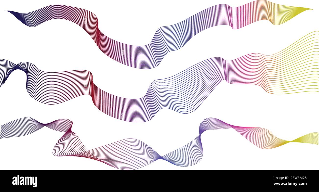 Vector graphic elements of ribbon banner shapes, abstract wavy parallel ...