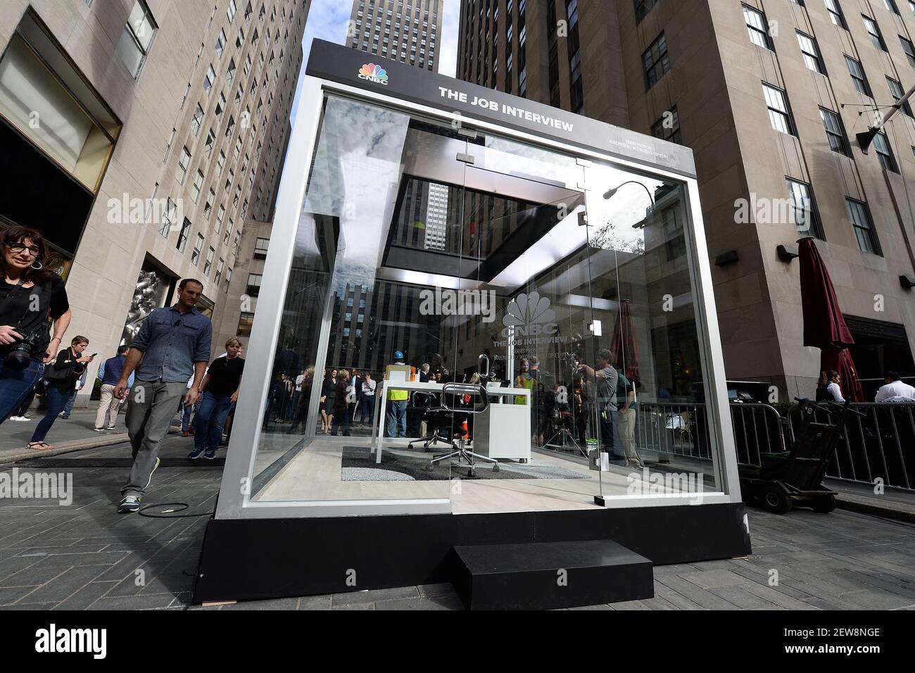 A view of the glass box where job applicants will be filmed as they go ...