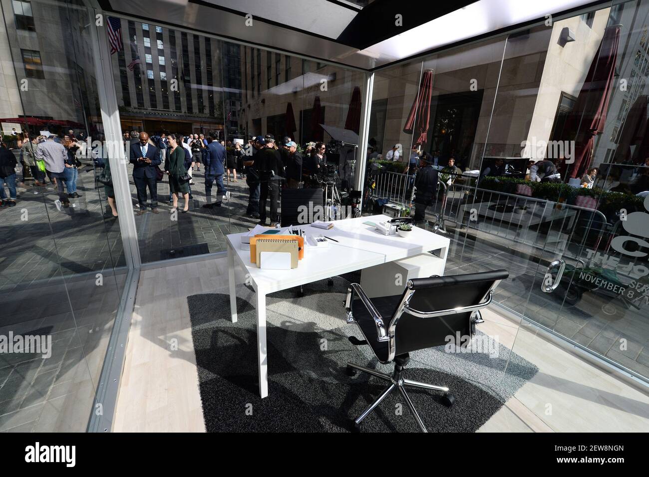 Interior view of the glass box where job applicants will be filmed as ...