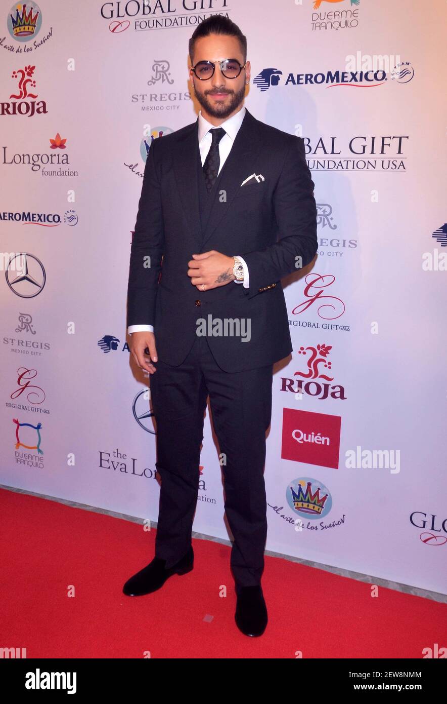 Maluma attends Global Gift event at St Regis Hotel in Mexico city on ...