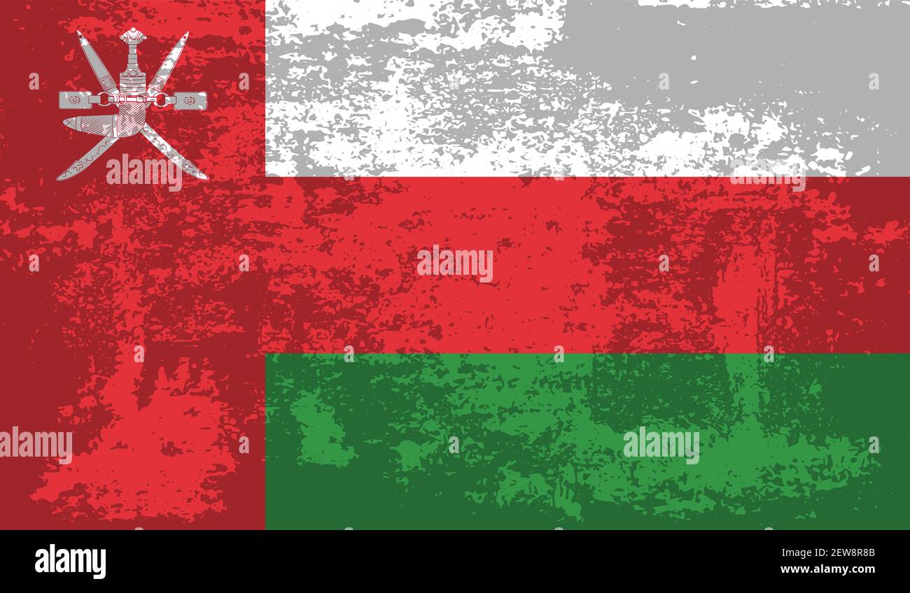 Oman flag with waving grunge texture. Vector background Stock Vector ...