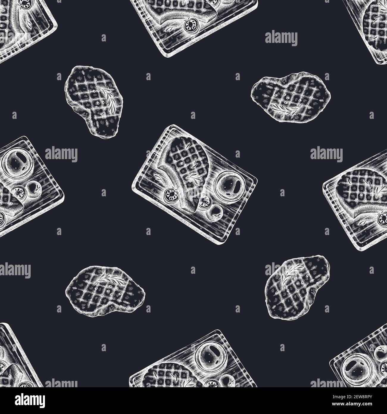 Seamless pattern with hand drawn chalk steak Stock Vector Image & Art ...
