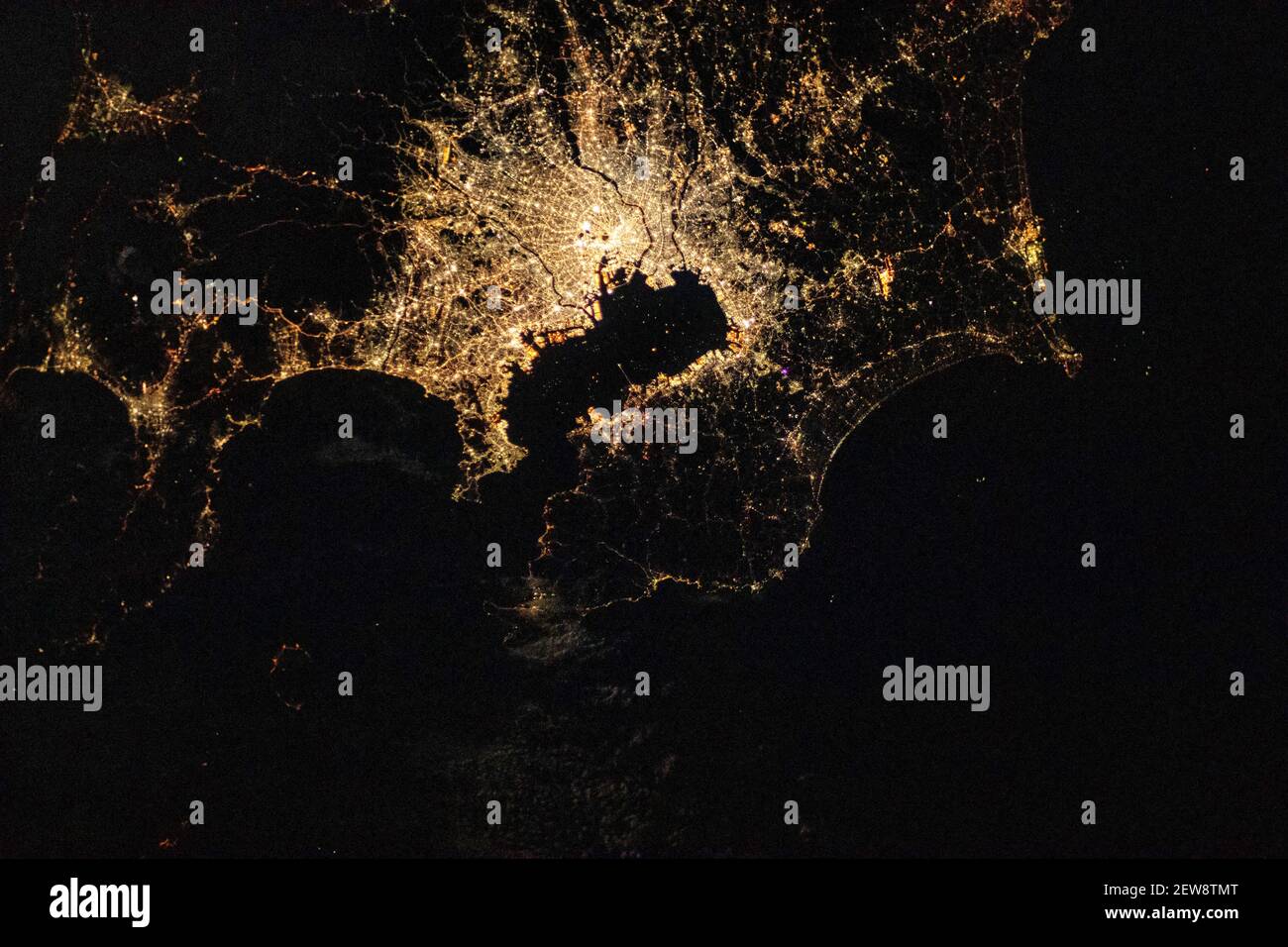 Tokyo at night. Satellite view. For NASA usage guidance: https://www ...