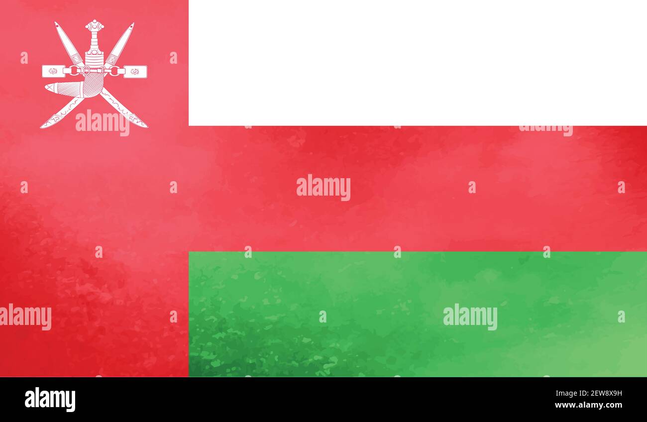 Oman flag with waving grunge texture. Vector background Stock Vector ...