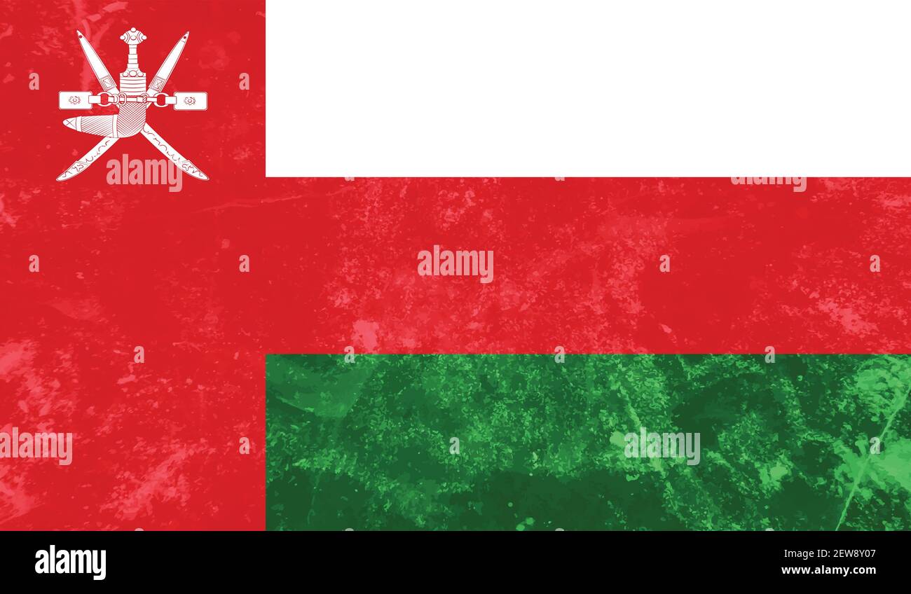 Oman flag with waving grunge texture. Vector background Stock Vector ...