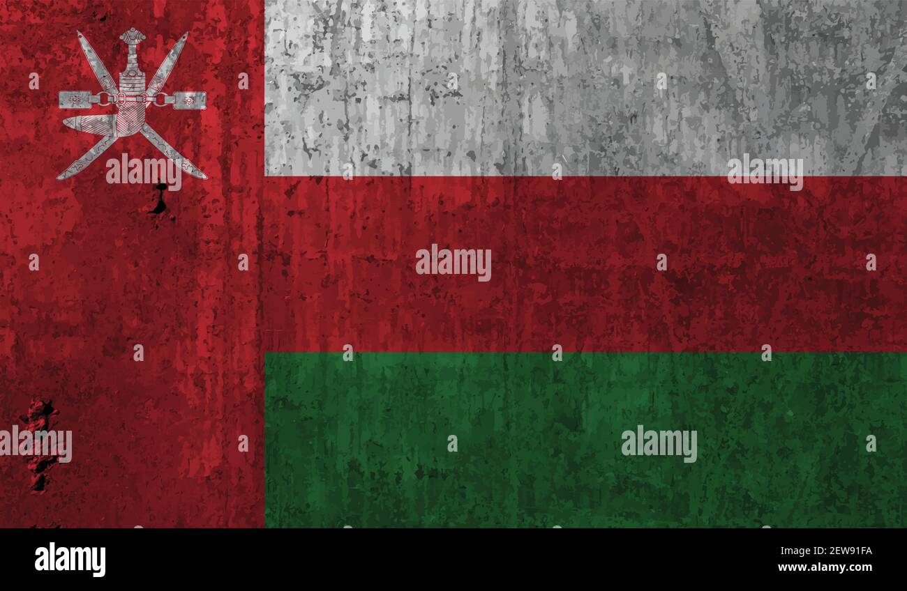 Oman flag with waving grunge texture. Vector background Stock Vector ...