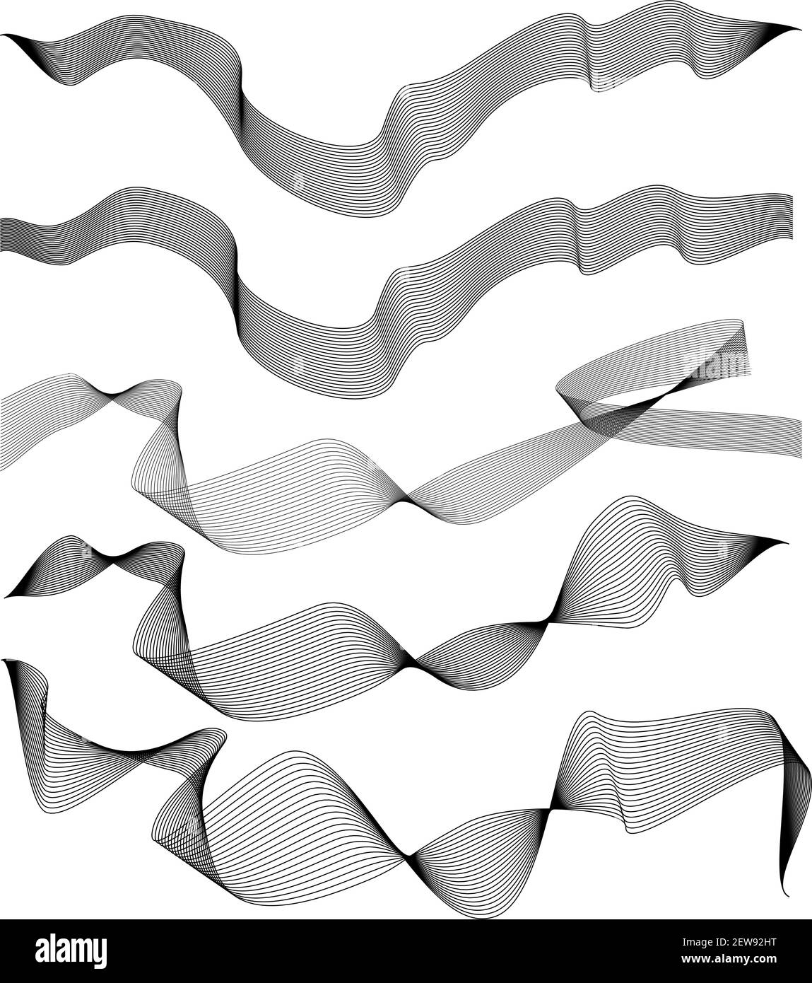 Vector graphic elements of ribbon banner shapes, abstract wavy parallel ...