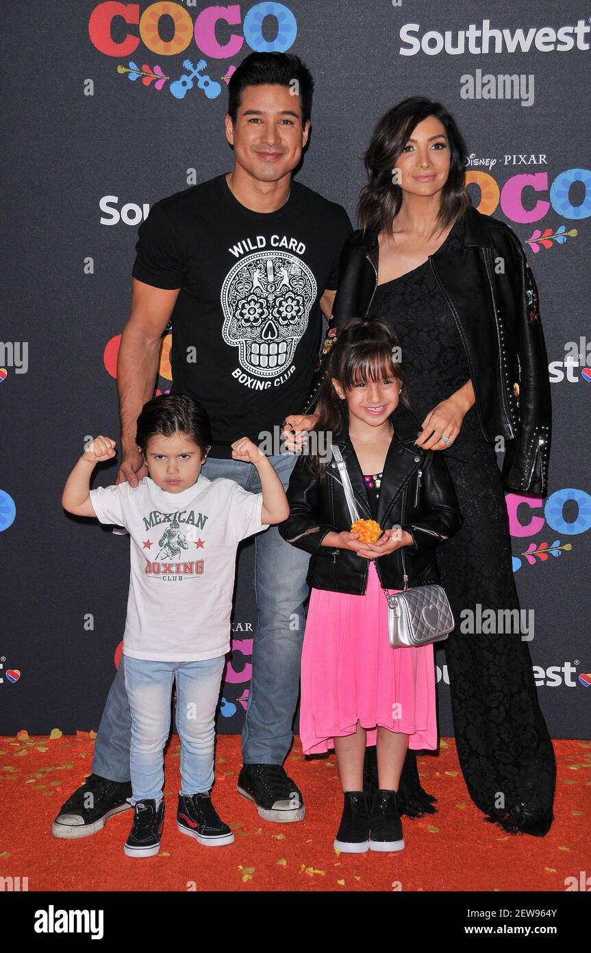 (L-R) Mario Lopez, son Dominic Lopez, daughter Gia Francesca Lopez and ...