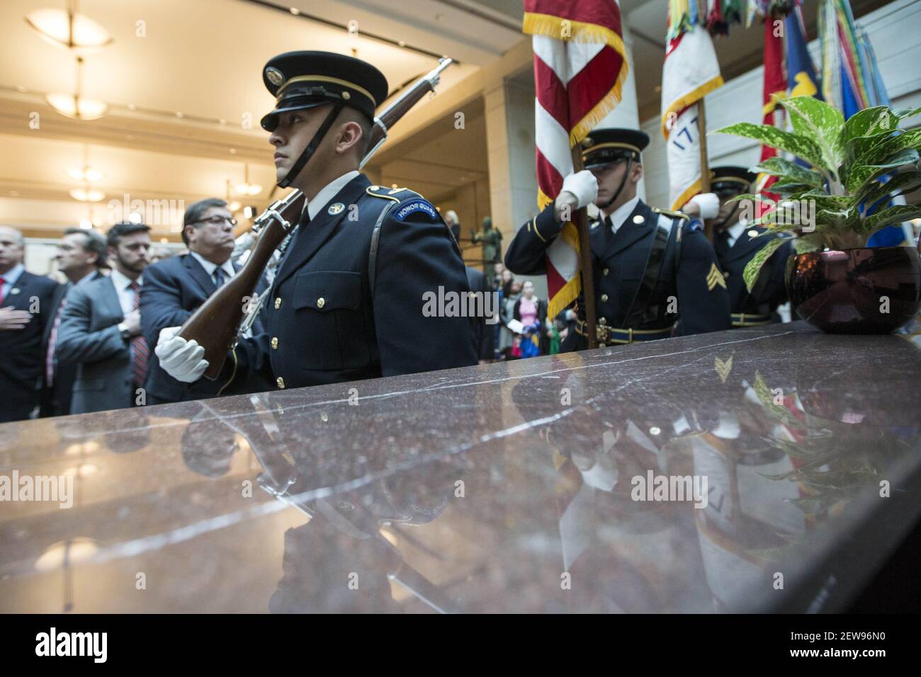 The Honor Guard enters during a ceremony dedicating a chair in the ...
