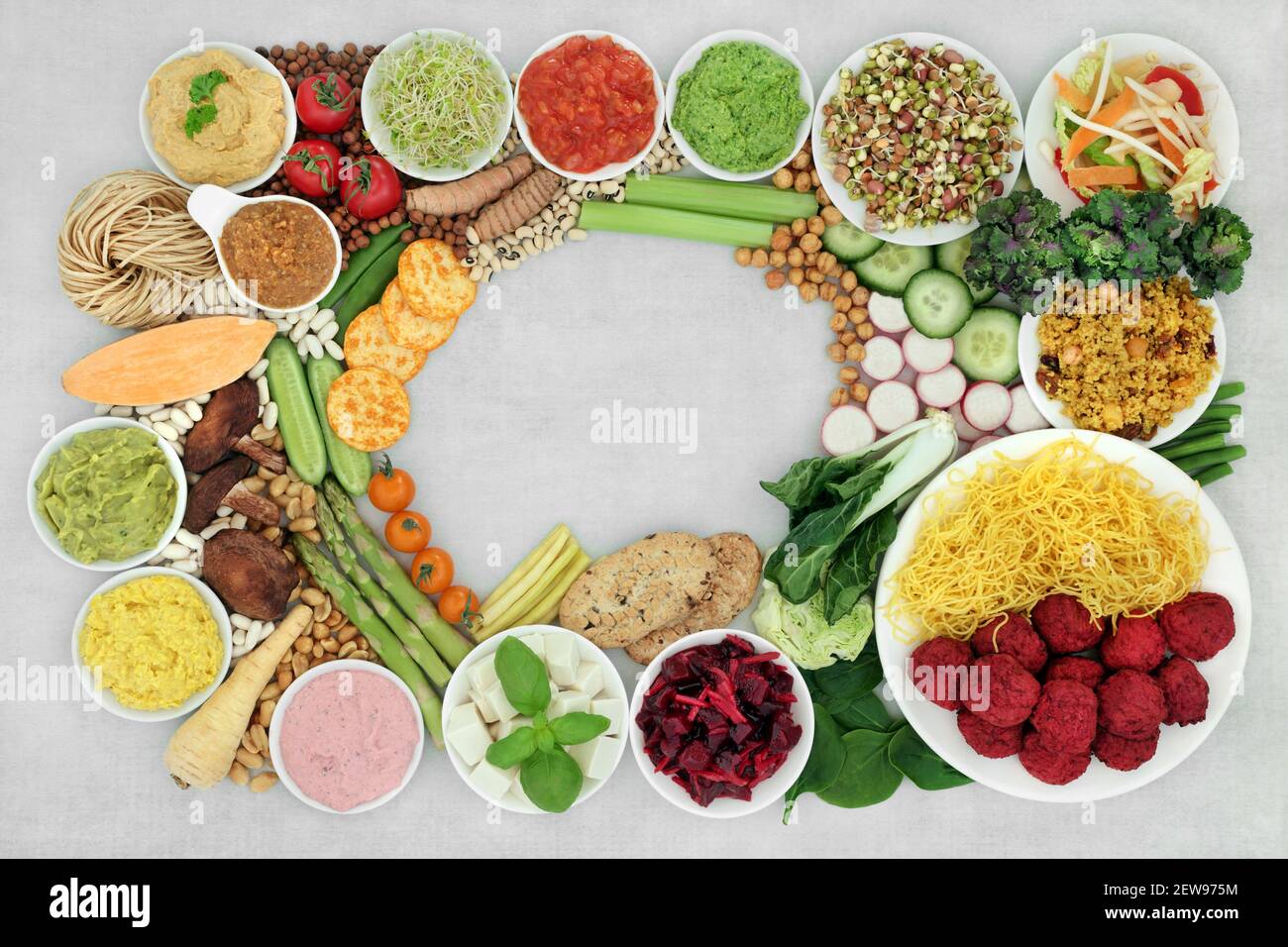 Natural plant based vegan food for a healthy diet with vegetables, tofu ...