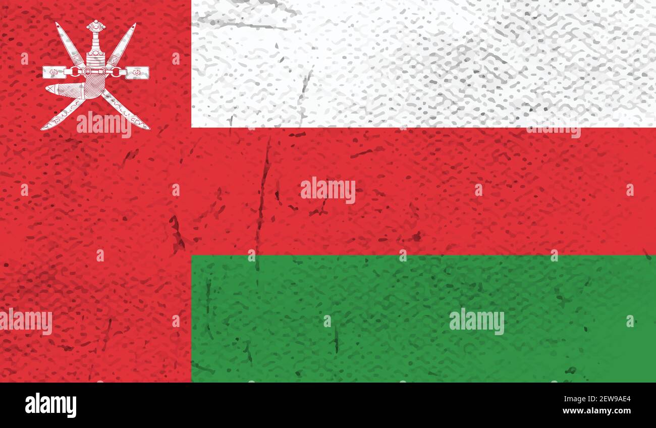 Oman flag with waving grunge texture. Vector background Stock Vector ...