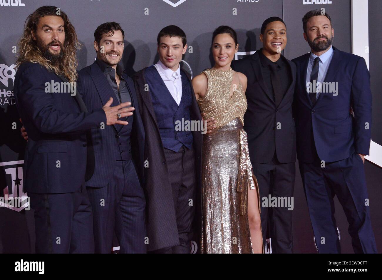 (L-R) "Justice League" Cast - Jason Momoa, Henry Cavill, Ezra Miller ...