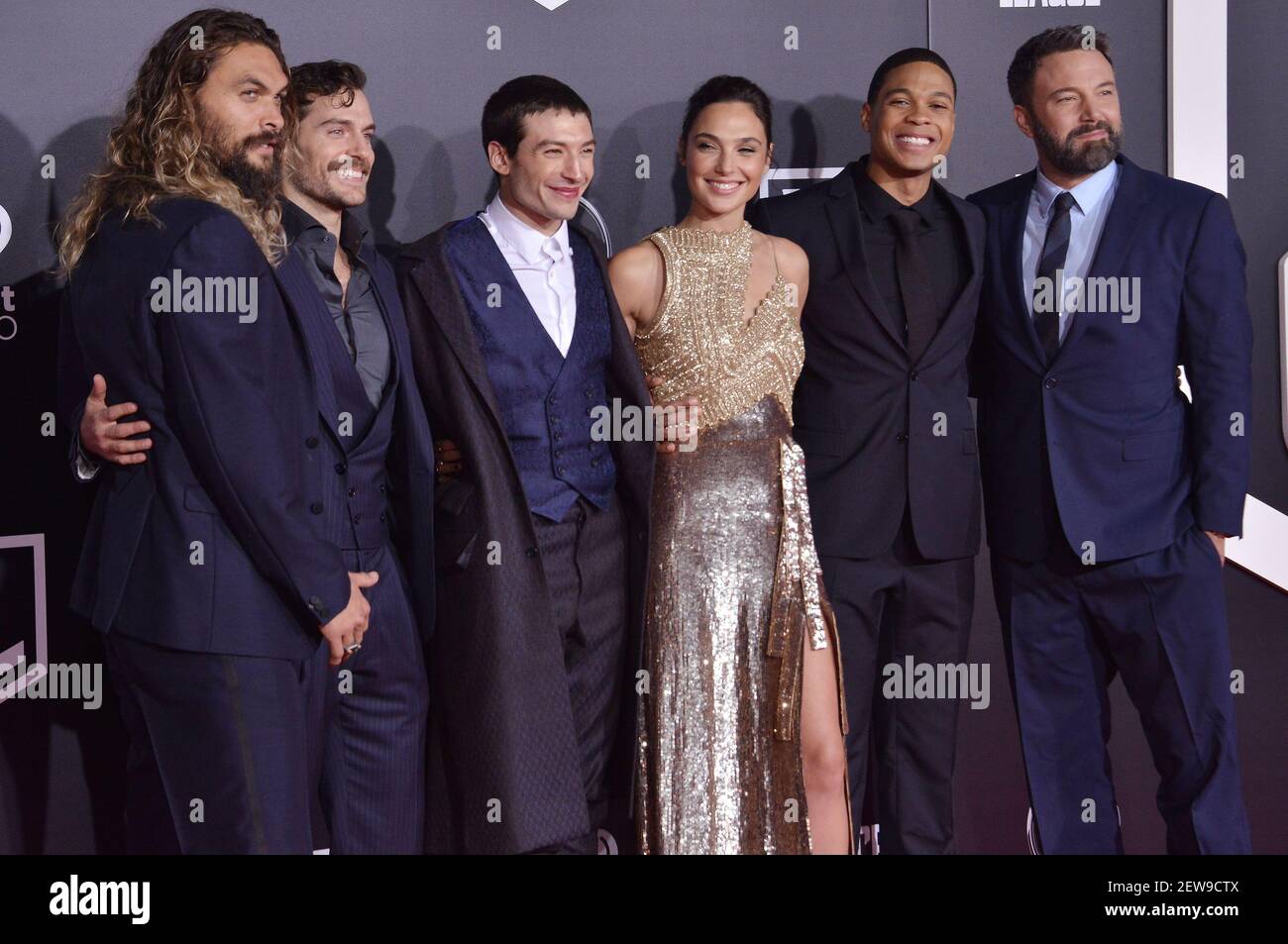 (L-R) "Justice League" Cast - Jason Momoa, Henry Cavill, Ezra Miller ...