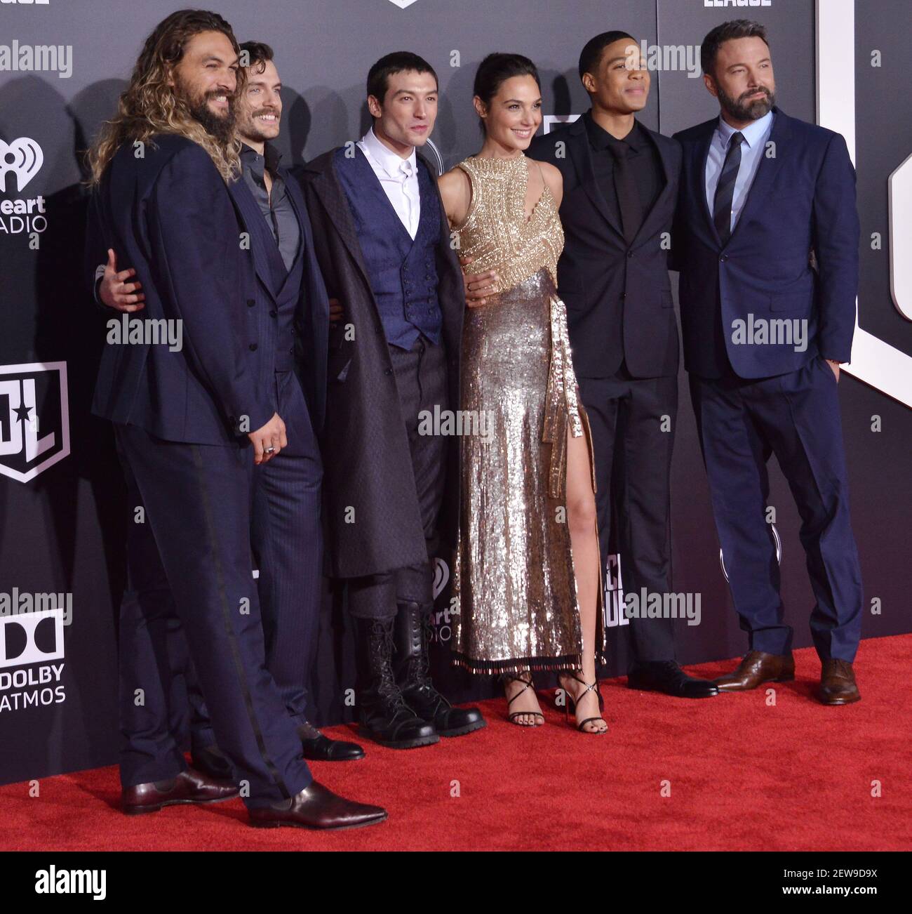 (L-R) "Justice League" Cast - Jason Momoa, Henry Cavill, Ezra Miller ...