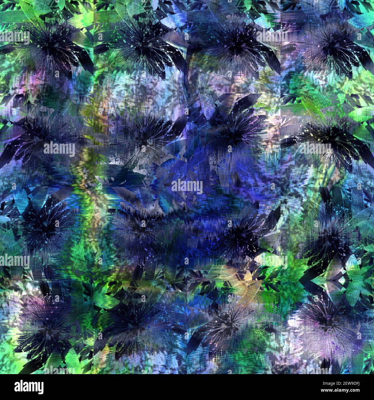 Seamless abstract color blobs with floral overlay Stock Photo - Alamy