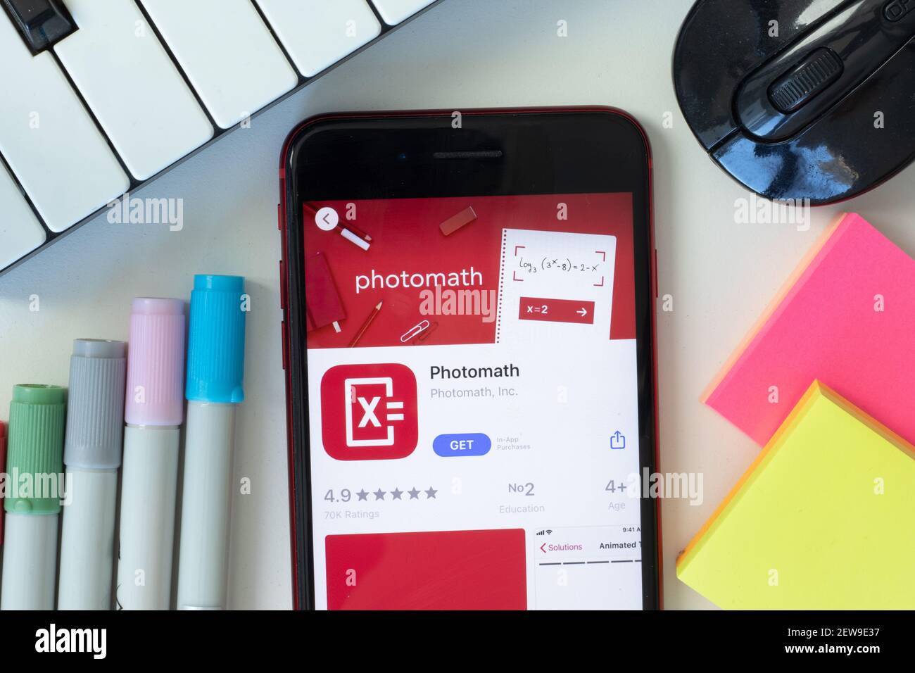 New York, USA - 2 March 2021: Photomath mobile app icon on phone screen, Illustrative Editorial ...