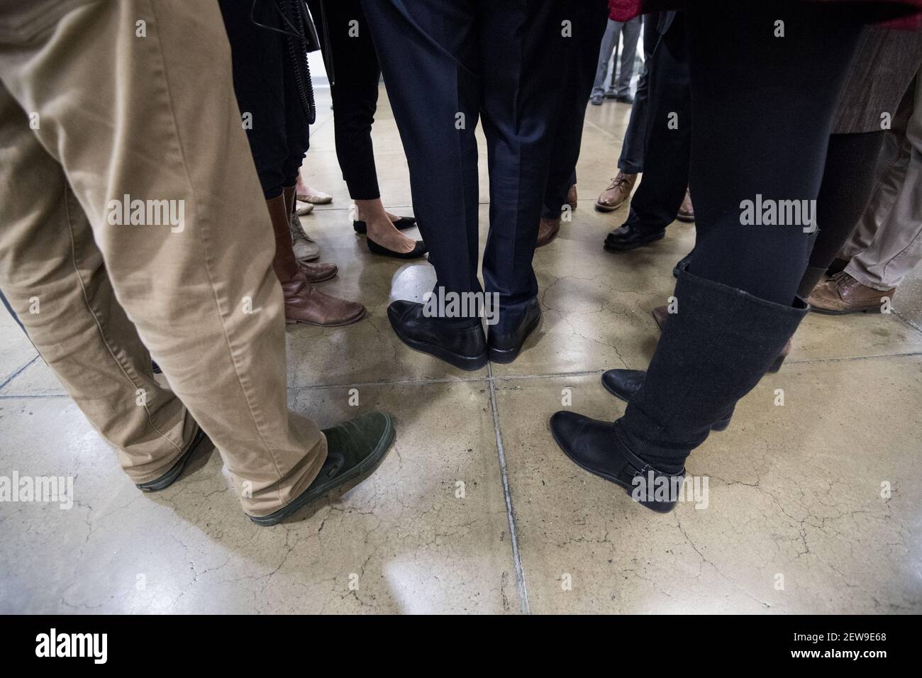 UNITED STATES - NOVEMBER 14: Reporters gather around Sen. Ron Wyden, D ...