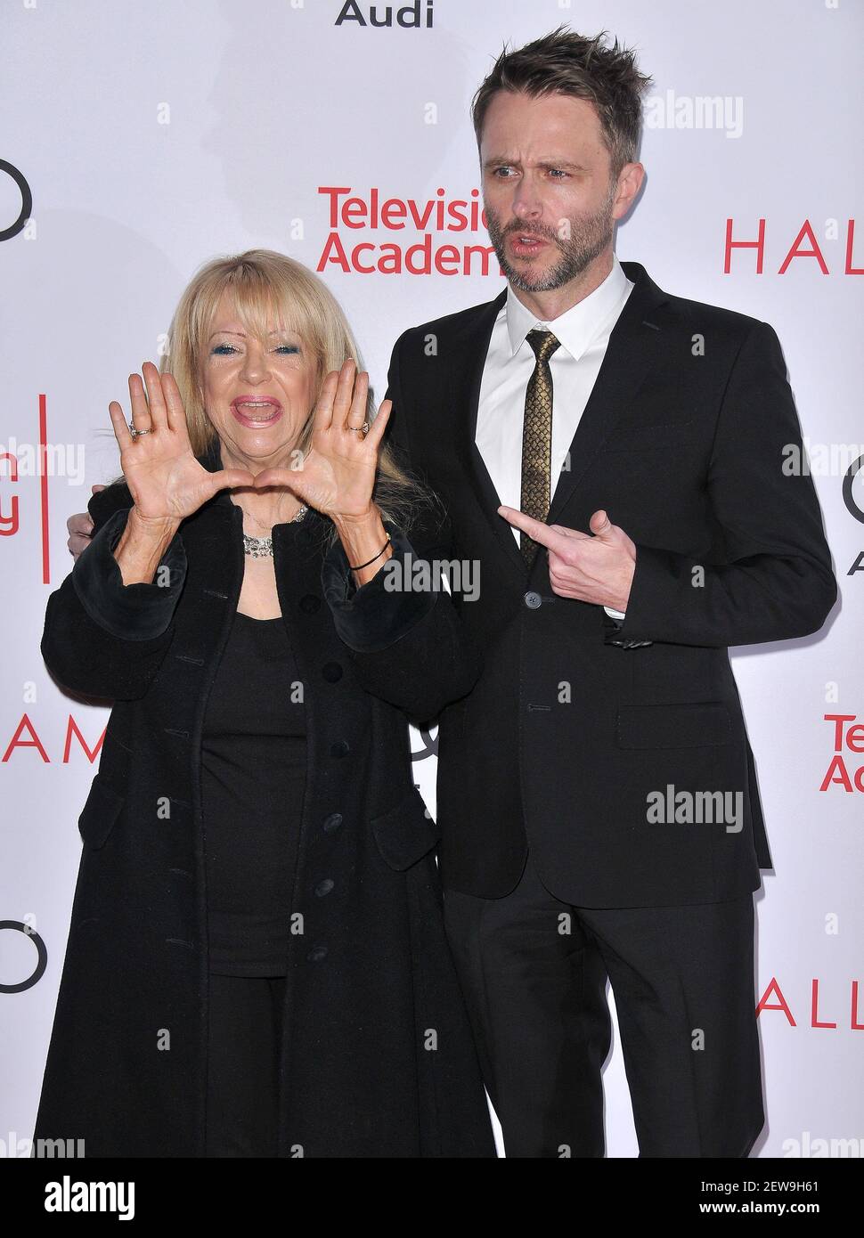 (R-L) Chris Hardwick and Mother Sharon Hills arrives at the Television ...