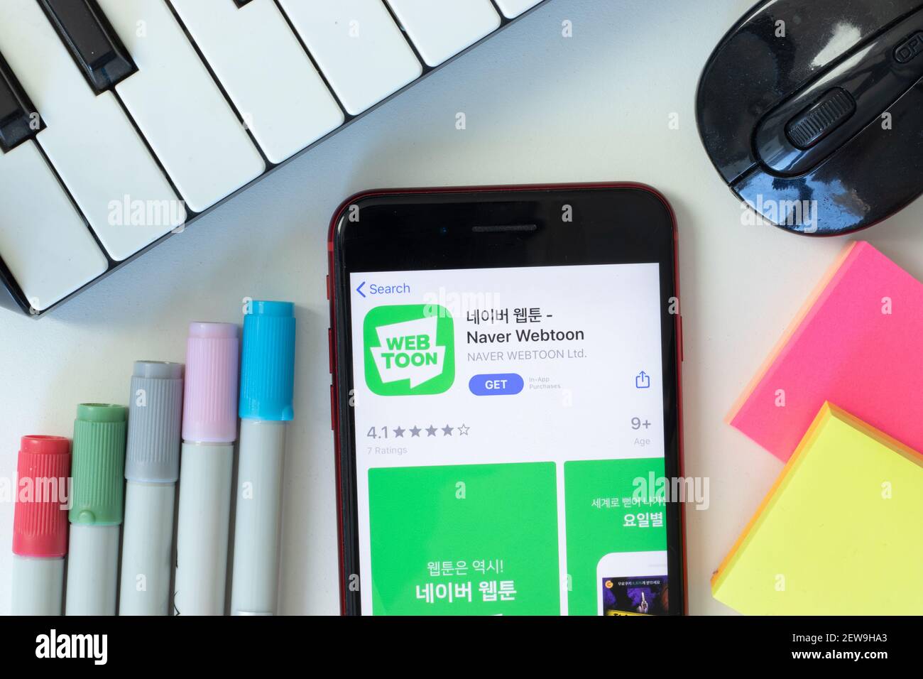 New York, USA - 2 March 2021: Naver Webtoon mobile app icon on phone ...