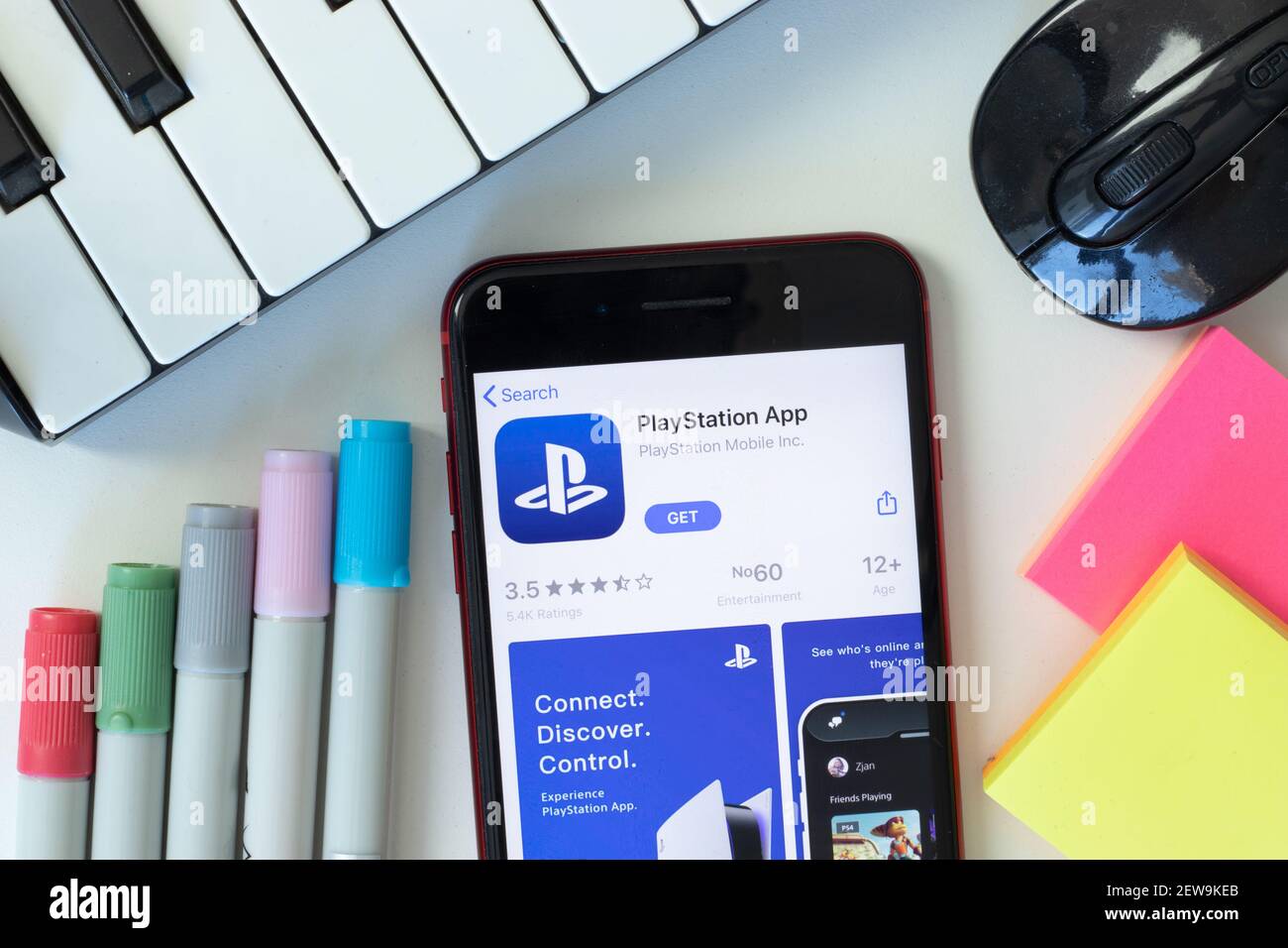 New York, USA - 2 March 2021: PlayStation mobile app icon on phone ...