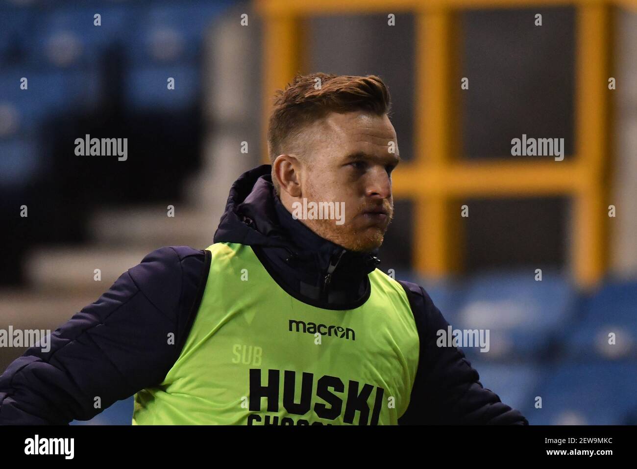 LONDON, ENGLAND. MARCH 2ND Alex Pearce of Millwall warming up during ...
