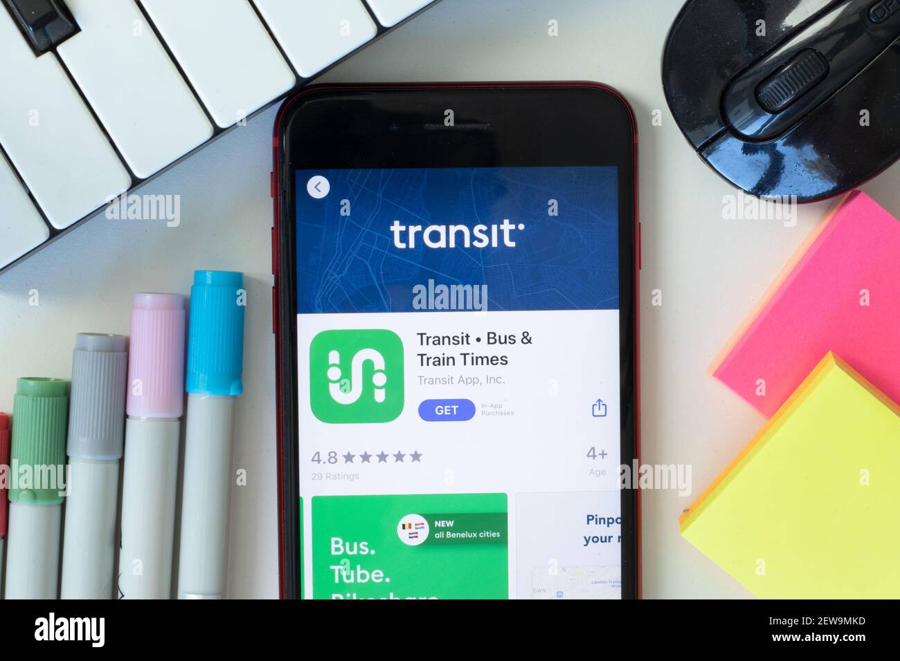 New York, USA - 2 March 2021: Transit mobile app icon on phone screen ...