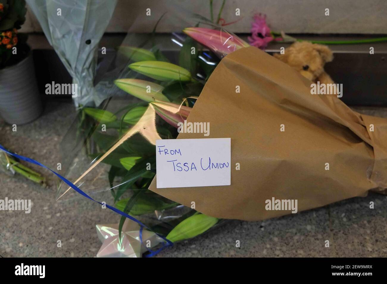 Flowers are left by TSSA Union (Transport Salaried Staff Association ...