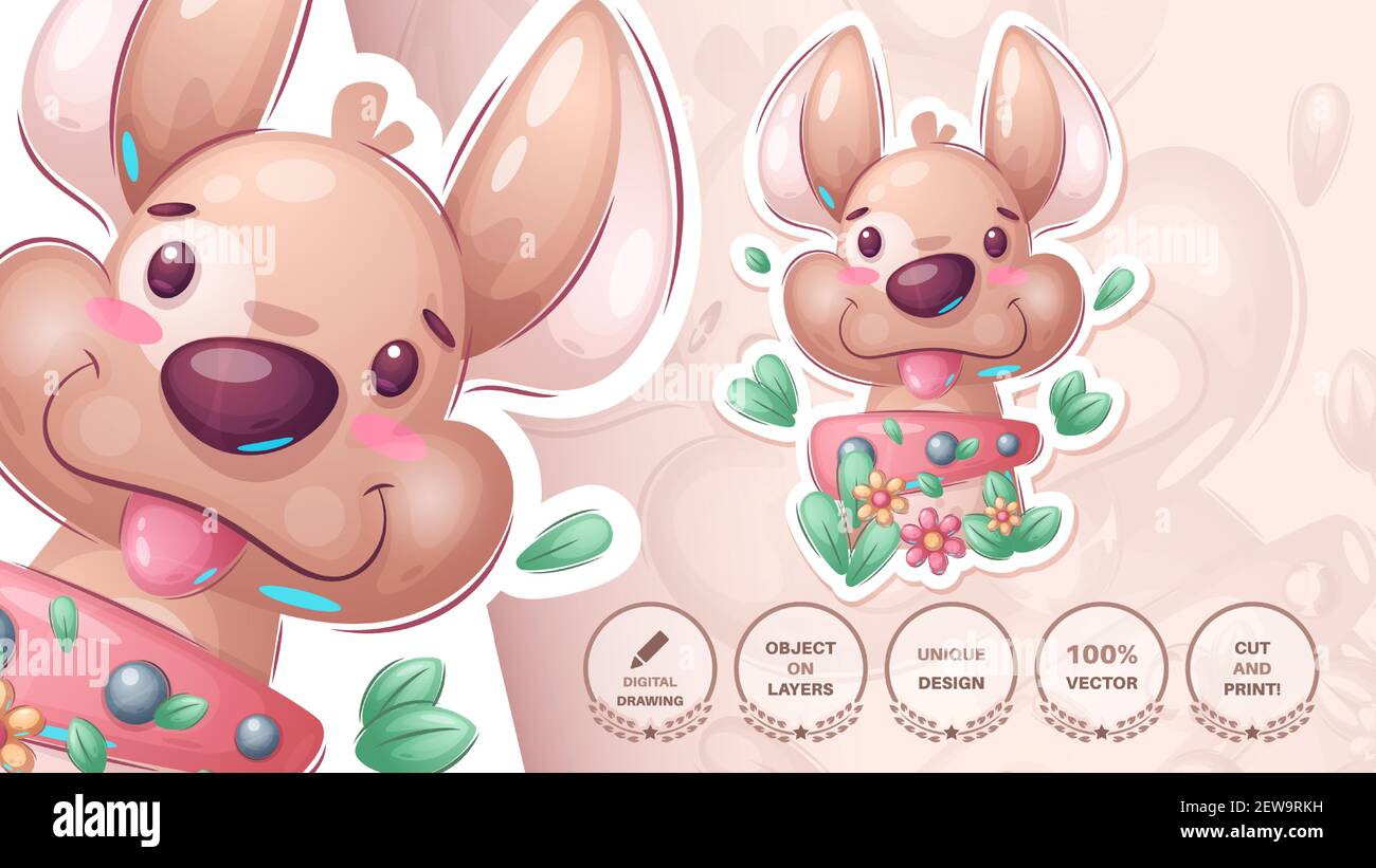 Dog in bush - cute sticker Stock Vector Image & Art - Alamy