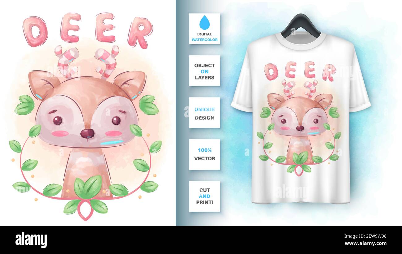 Cute dear poster and merchandising Stock Vector Image & Art - Alamy