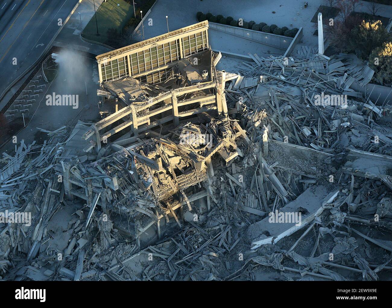 The remains of the Georgia Dome after it was imploded next to Mercedes ...