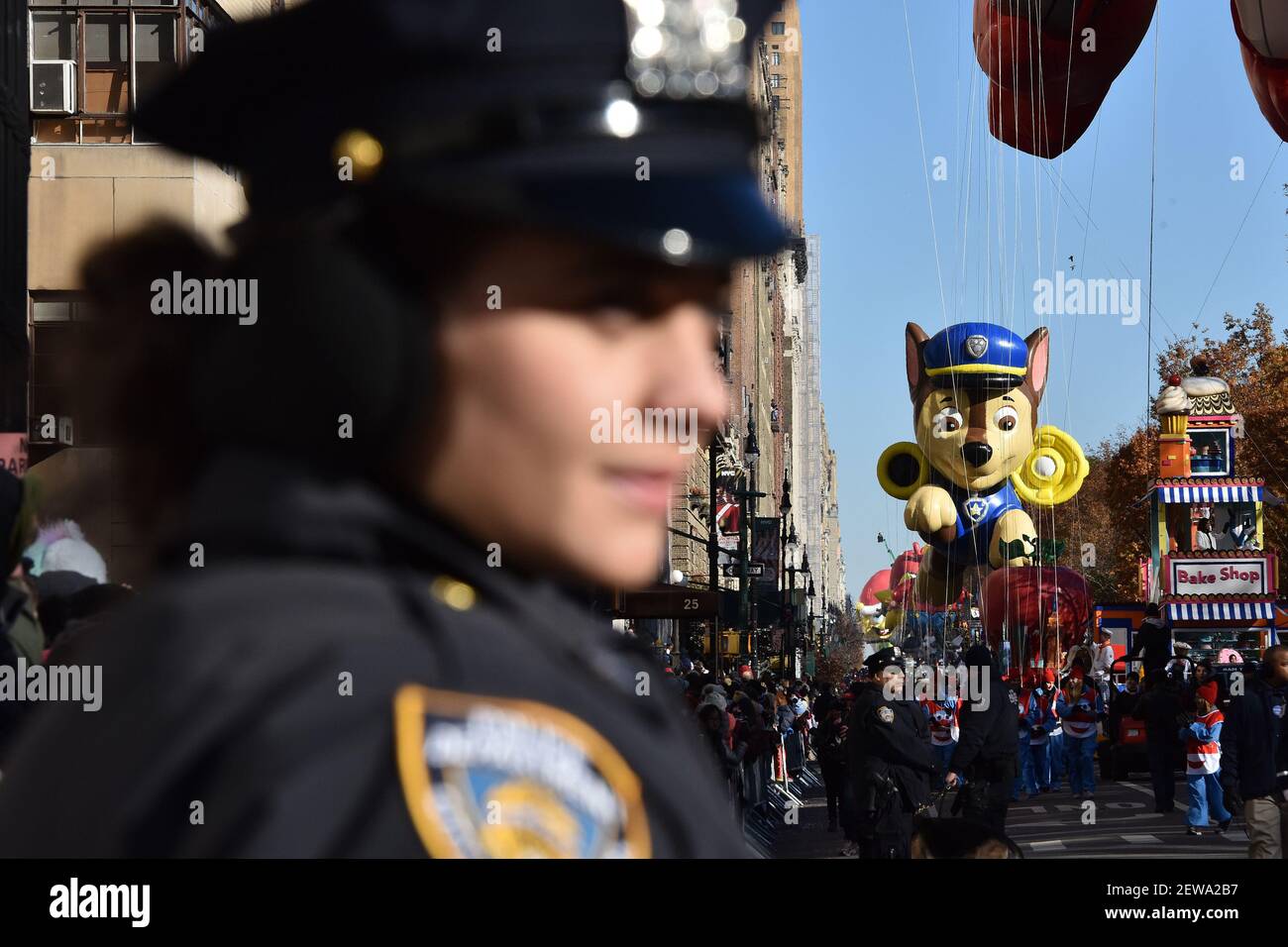 Chase from "Paw Patrol" balloon makes his way down Central Park West ...