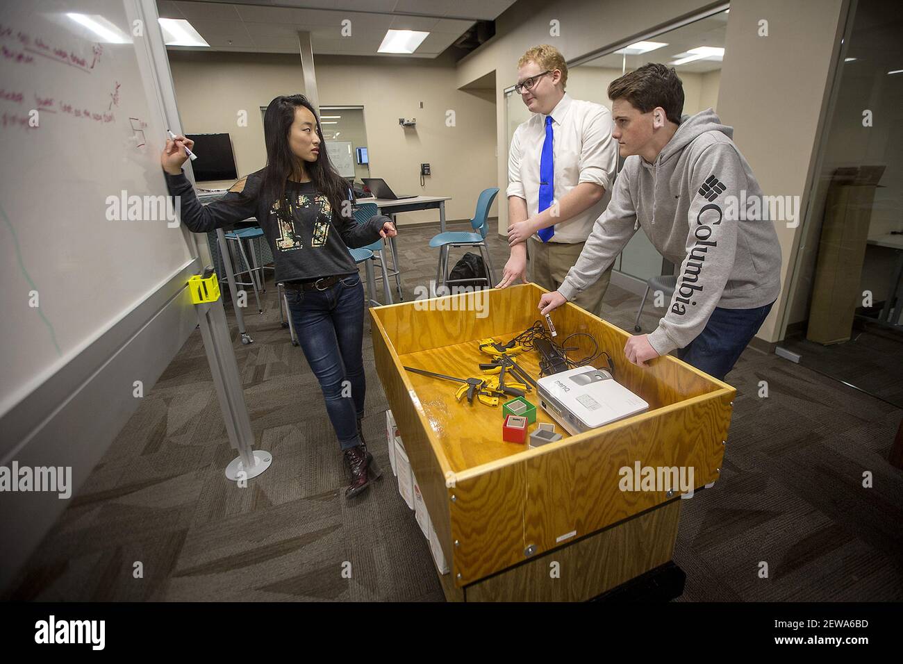 Burnsville High School seniors Fiona Chow, left, Garrett Riedesel ...
