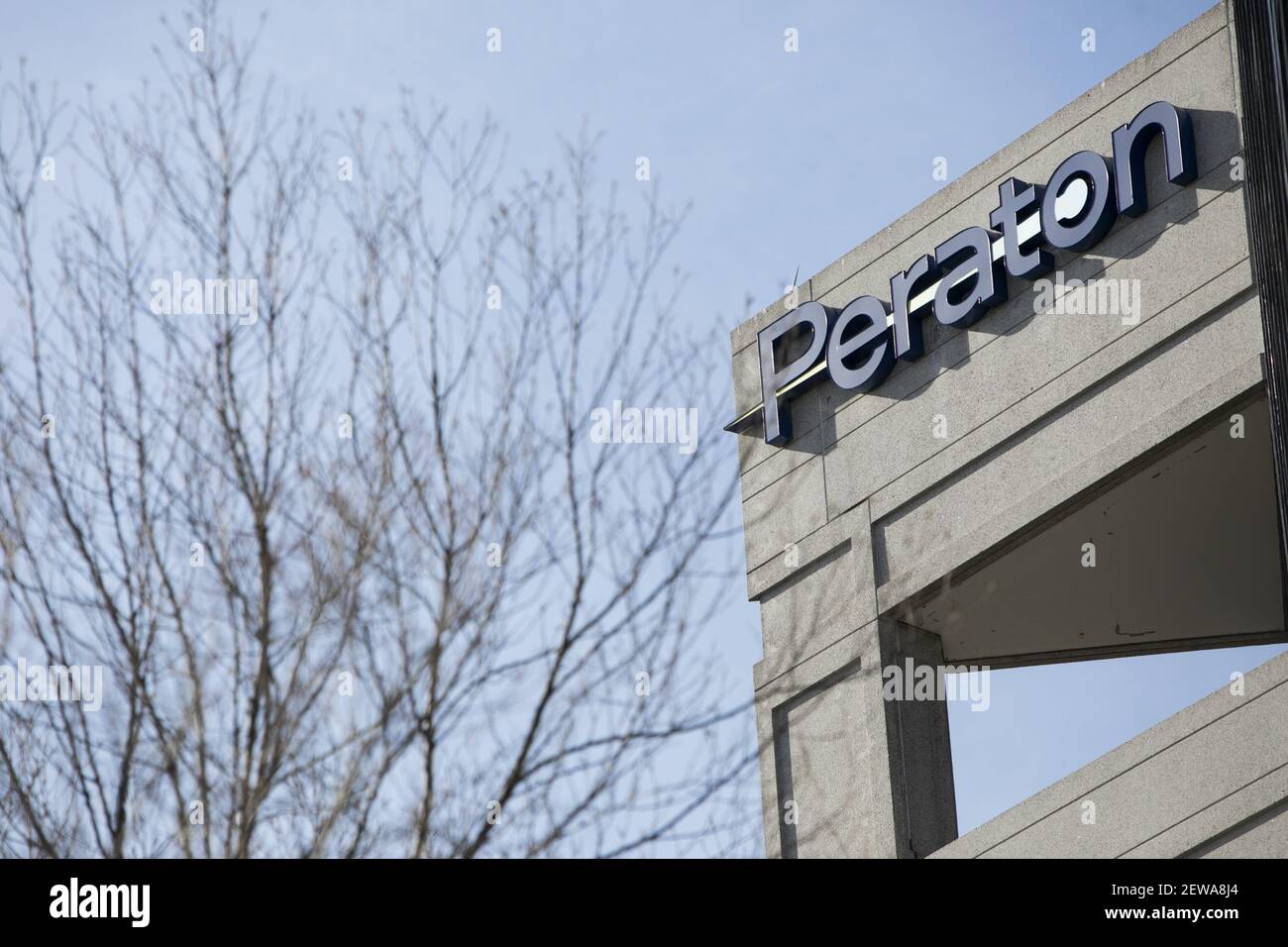 A logo sign outside of a facility occupied by Peraton in Herndon ...