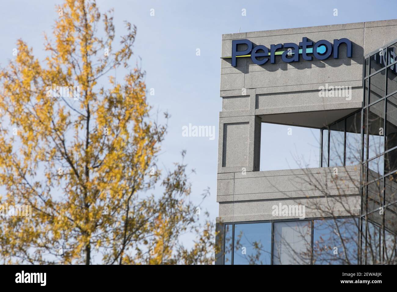A logo sign outside of a facility occupied by Peraton in Herndon ...
