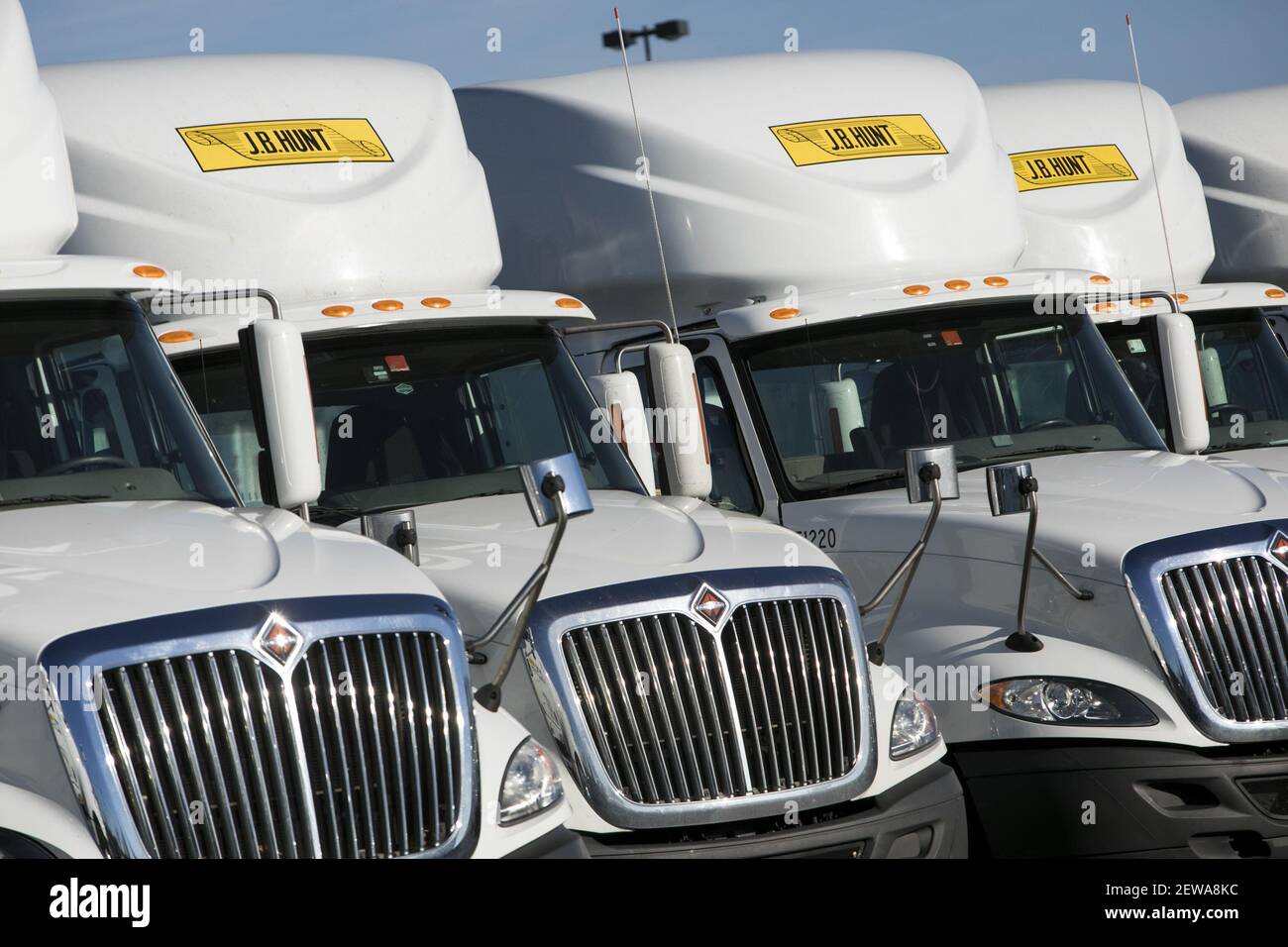 J.B. Hunt Transport Services, Inc., logo signs on semi-trucks in ...