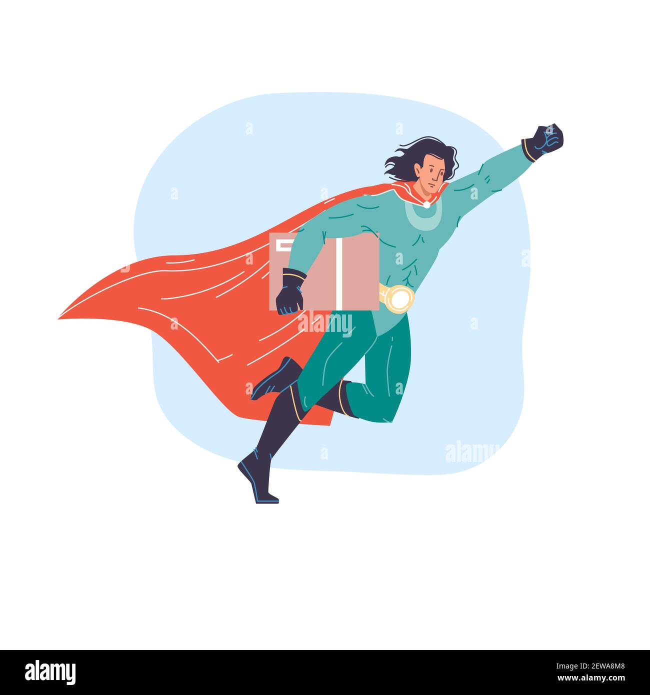 Flat cartoon superhero character vector illustration concept Stock ...