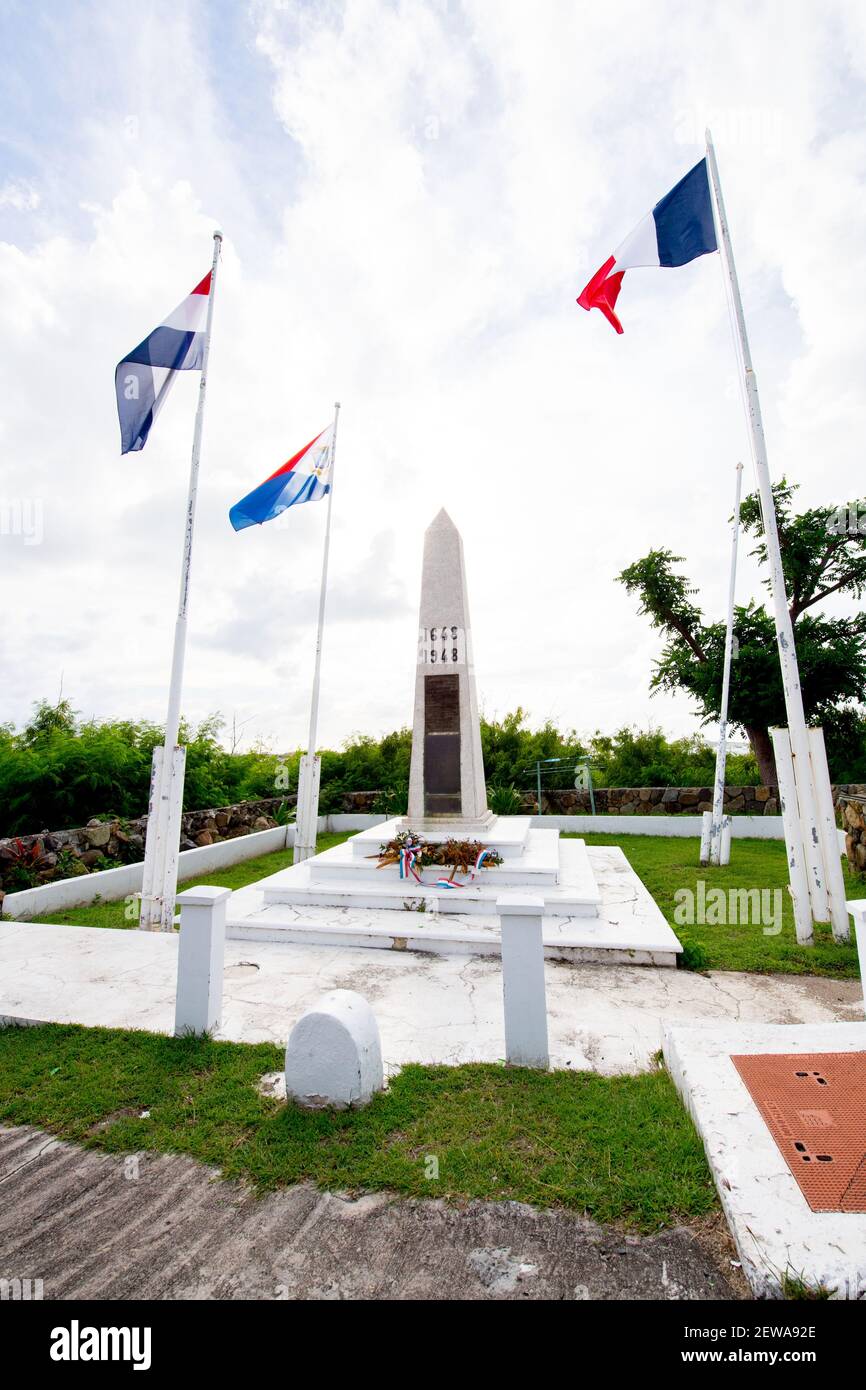 Border Monument of the French and Dutch sides of Sint Maarten (Saint Martin). (Photo by DPPA ...