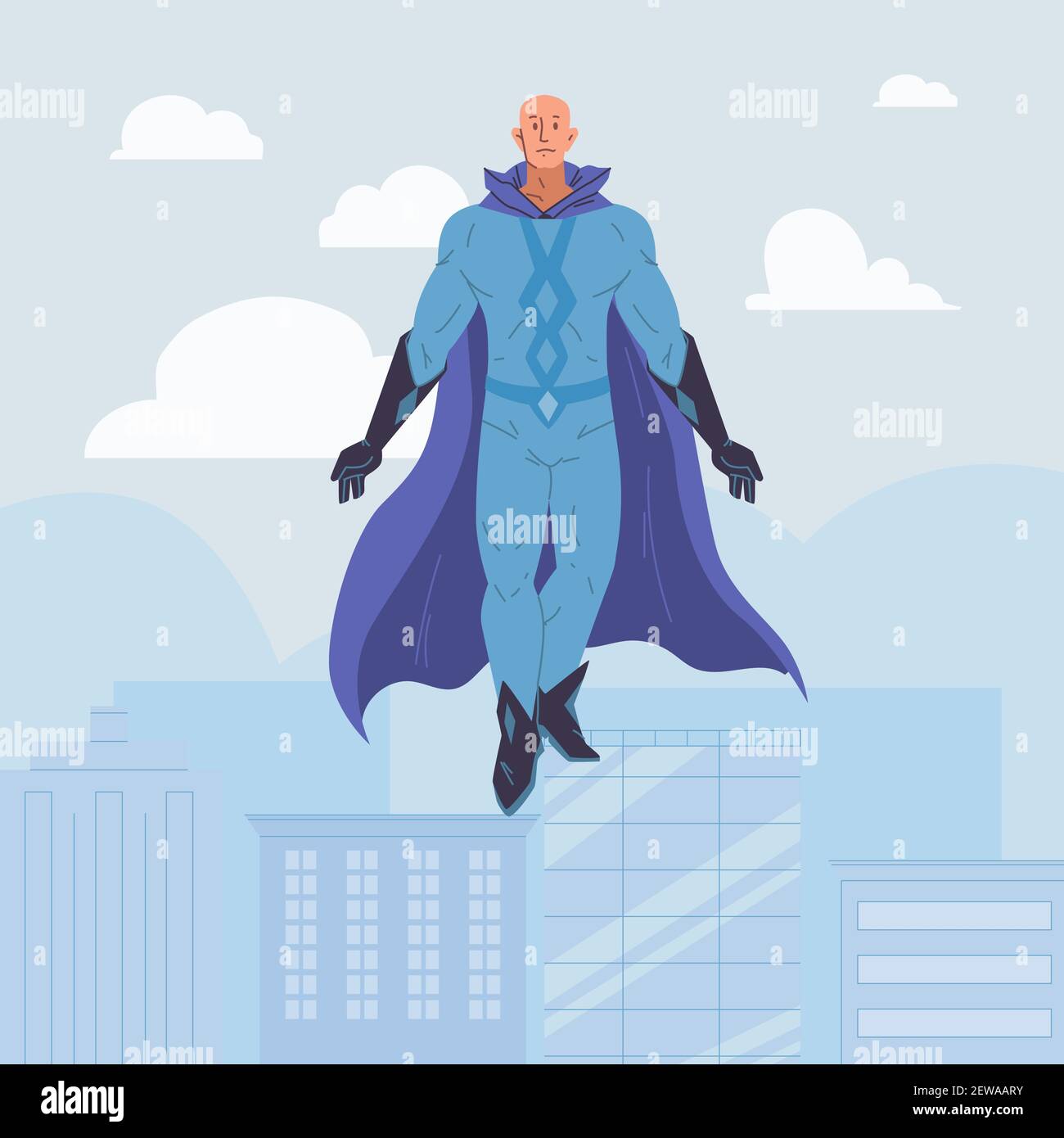Flat cartoon superhero character vector illustration concept Stock ...