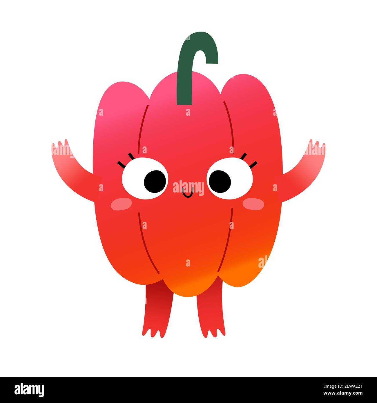 Cute vegetable character, sweet paprika pepper, kawaii cartoon veggie ...